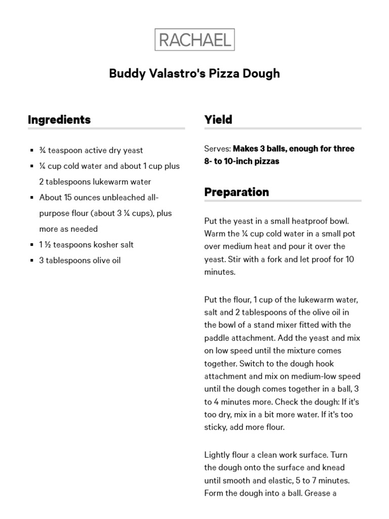 Buddy Valastro's Pizza Dough - Recipe - Rachael Ray Show | PDF | Dough ...