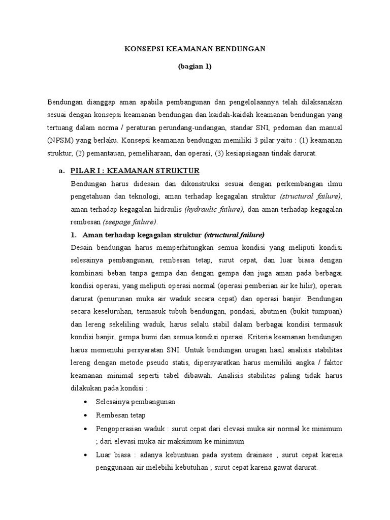Konsepsi Keamanan Bendungan | PDF