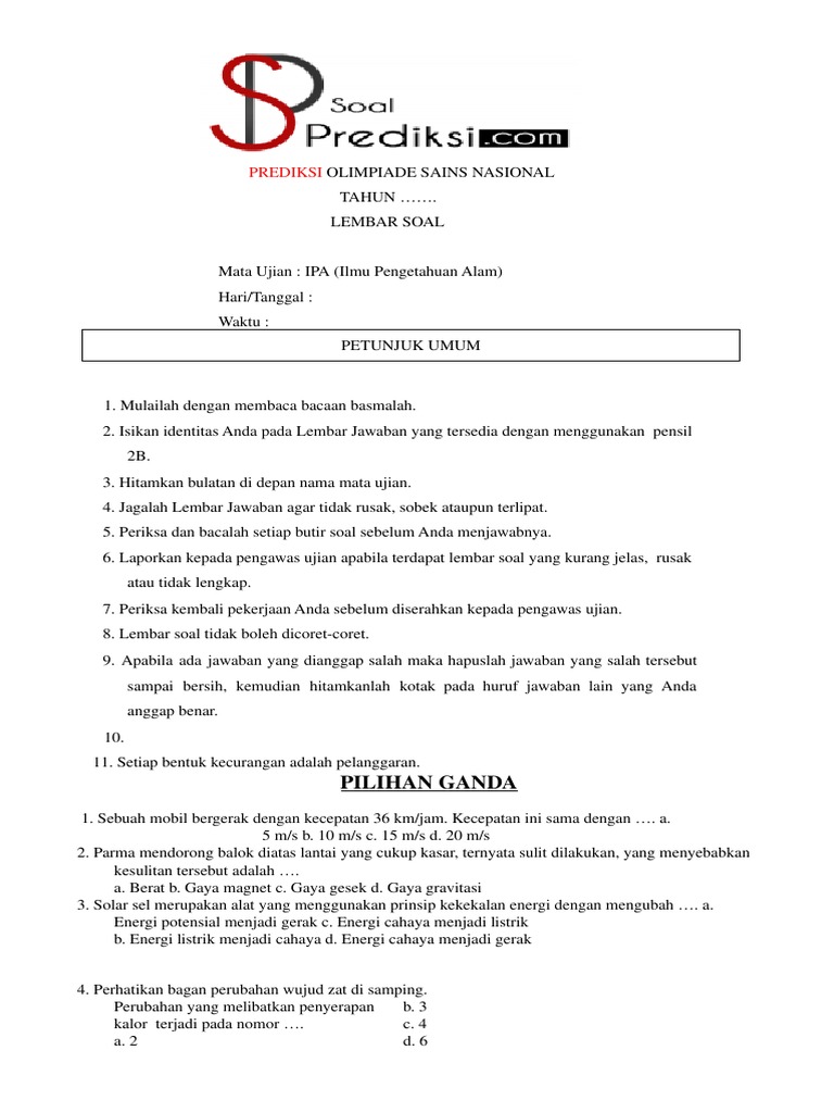 Soal OSN IPA SD | PDF | Kajian Bahasa Asing | Sains & Matematika