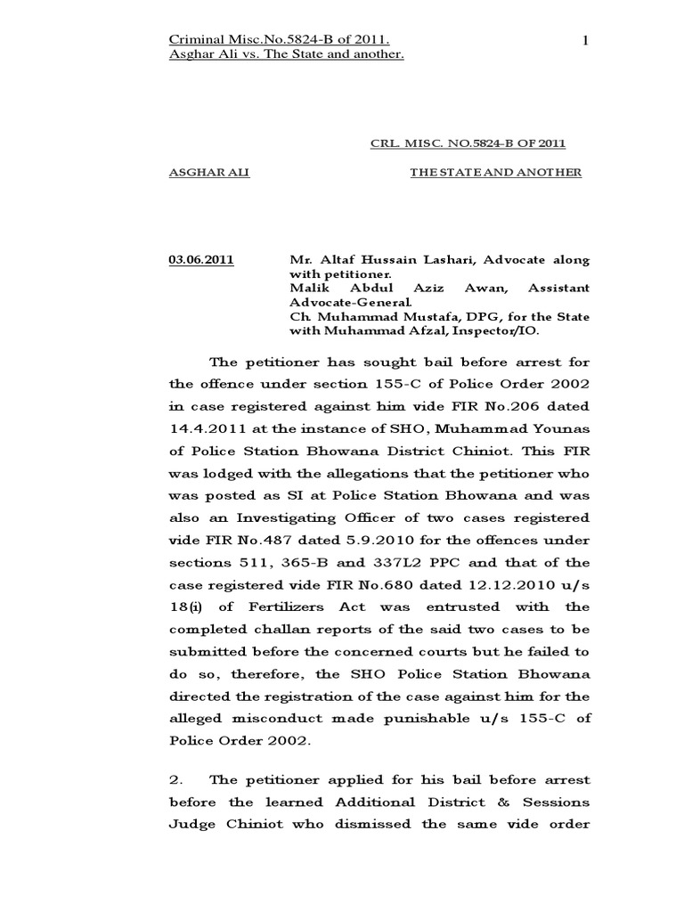 155-C of Police Order 2002 (2011LHC3907) . | PDF