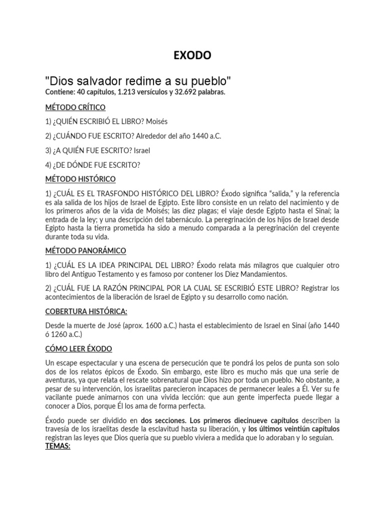 Exodo Pdf Libro Del éxodo Moisés