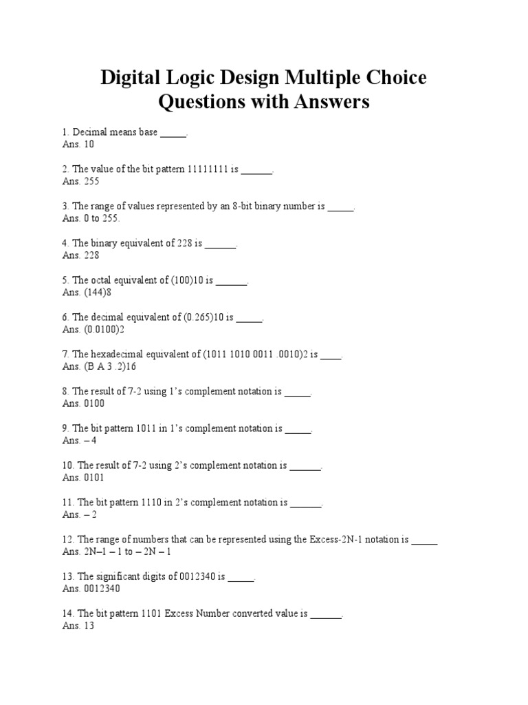 Digital Logic Design MCQs With Answers (AB Sir) | PDF | Bipolar Junction Transistor | Computer ...