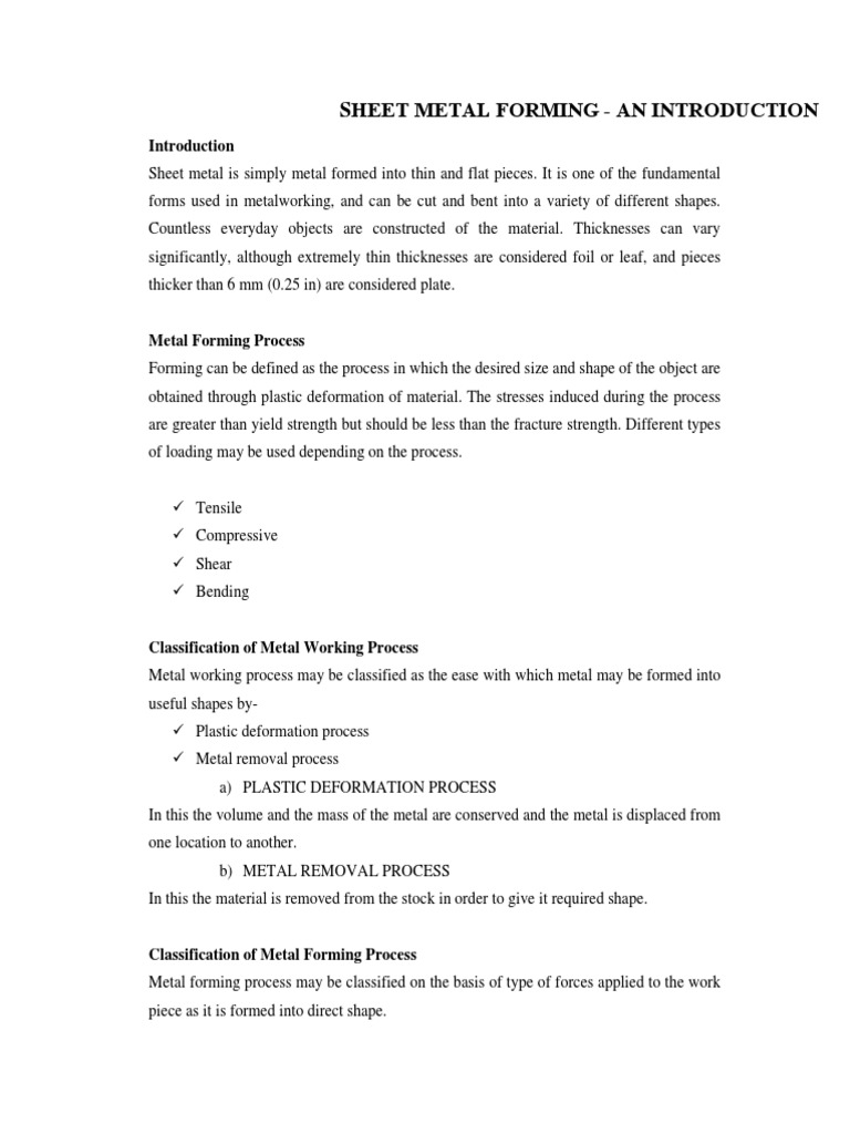 Sheet Metal Forming An Introduction | PDF | Sheet Metal | Fracture