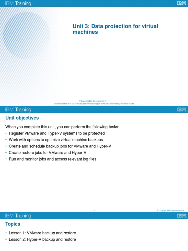Ibm Tsm Spectrum Protect Unit 3 Data Protection For Virtual Machines Pdf Hyper V Backup