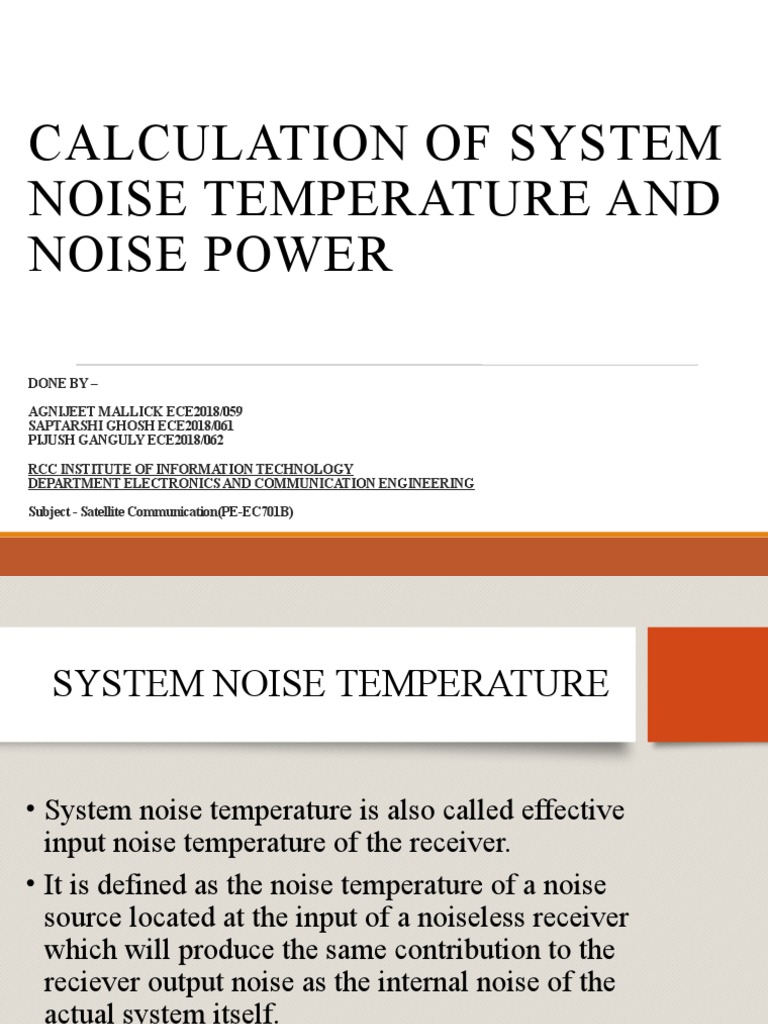 Calculation of System Noise Temperature and Noise Power | PDF | Signal ...