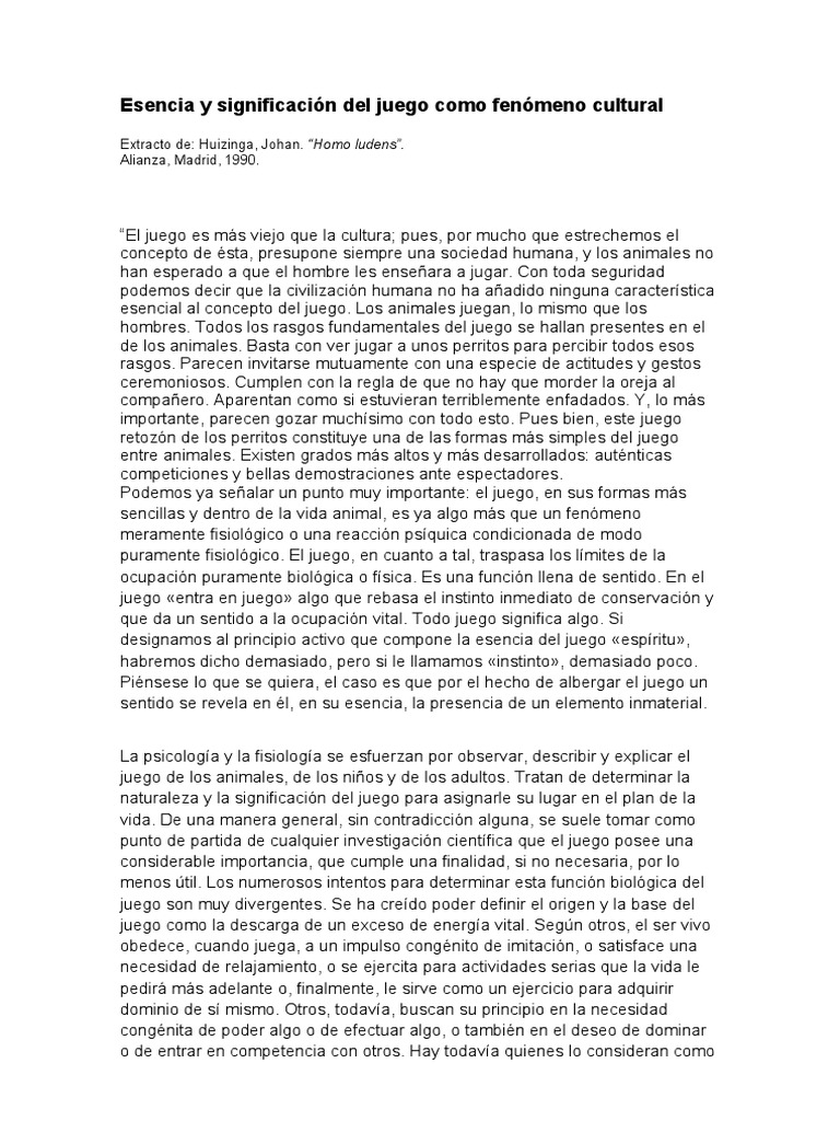 Anexo - Extracto Del Libro Homo Ludens | PDF | Esencia | Vida