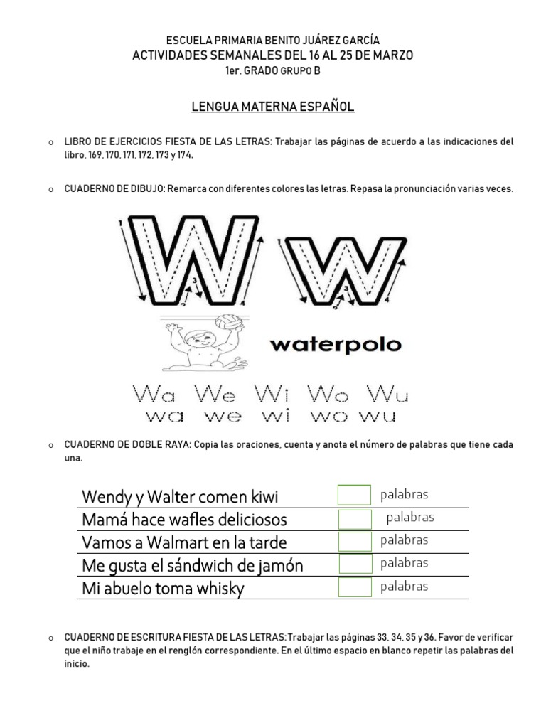 Actividades de Lengua Materna 1er Grado | PDF | Artes del Lenguaje y ...