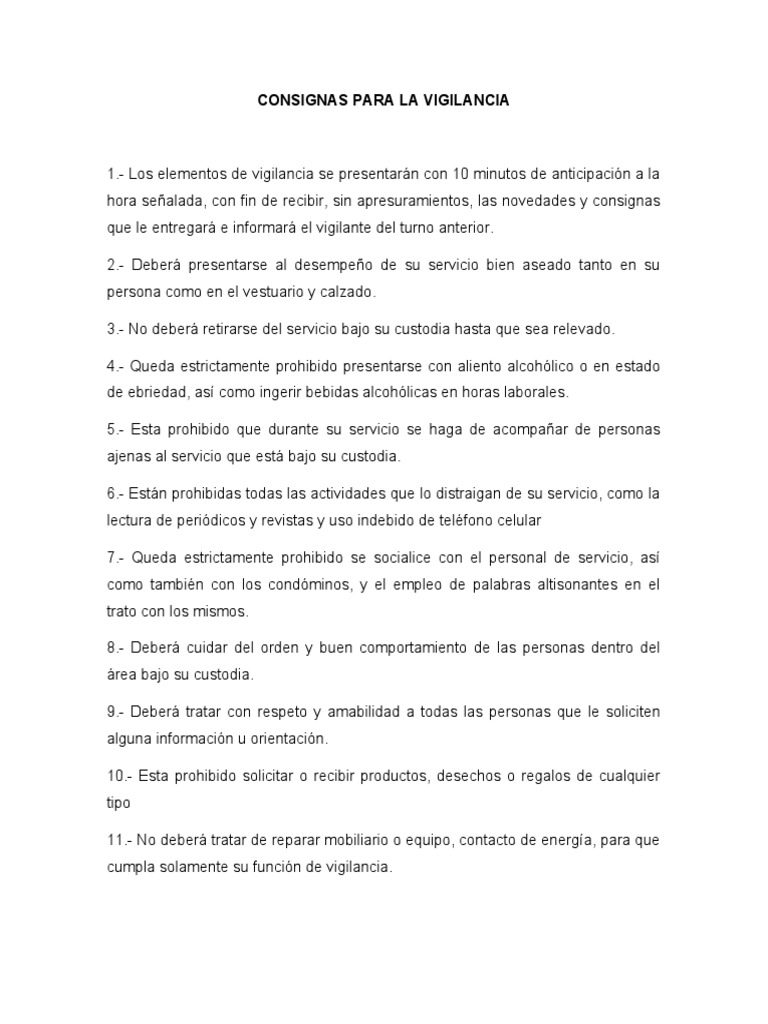 Consignas para La Vigilancia | PDF | Condominio