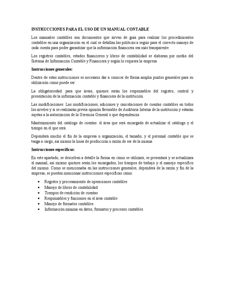 Manual Contable: Guía y Uso Efectivo | PDF