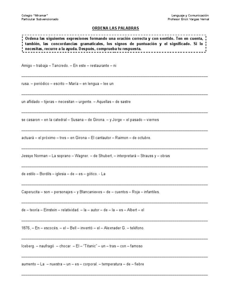 Ejercicios de Lenguaje y Comunicación | PDF | Ciencia cognitiva ...