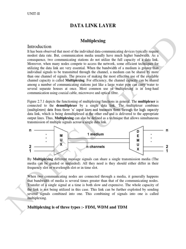 Computer Networks Unit2 | PDF | Multiplexing | Error Detection And Correction
