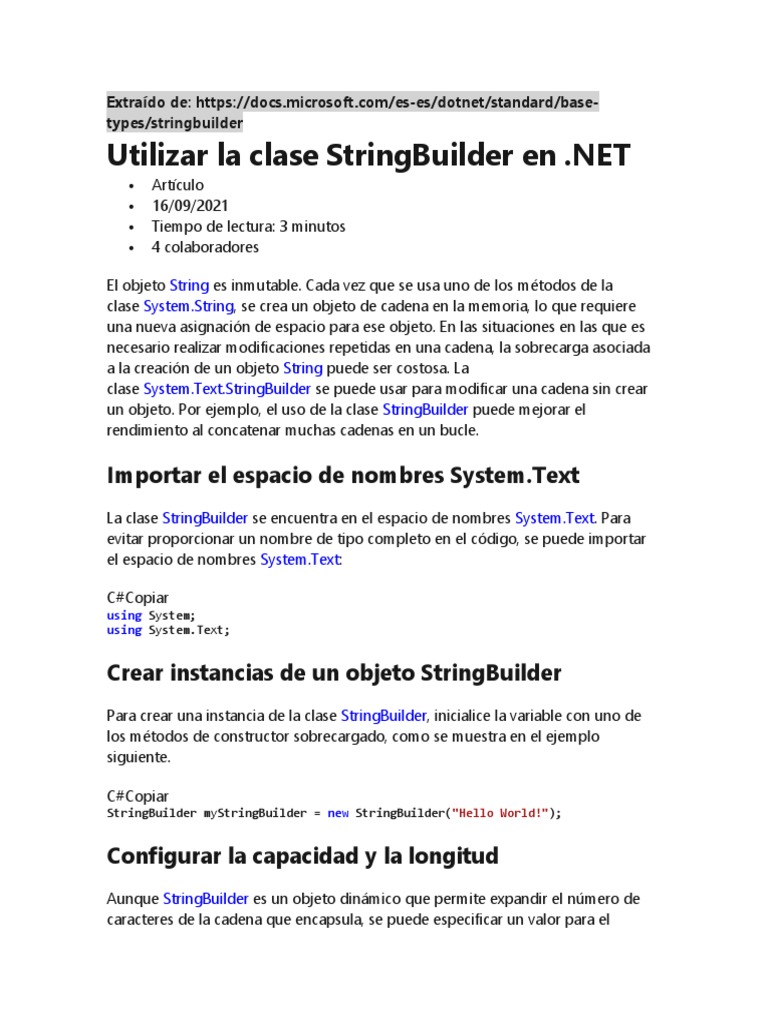 Namespace StringBuilder | PDF | Ingeniería Informática | Ciencias de la ...