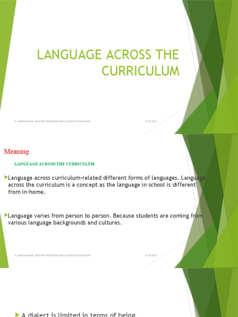 Language Across The Curriculum | PDF | Communication | Curriculum