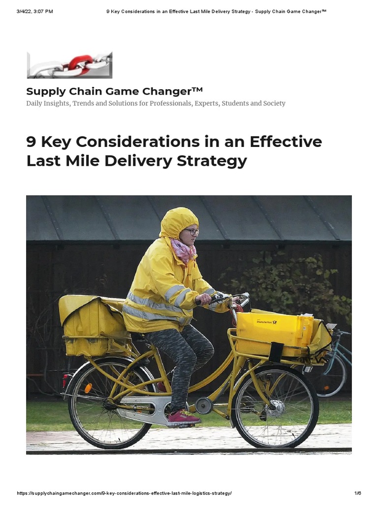 9 Key Considerations in An Effective Last Mile Delivery Strategy ...