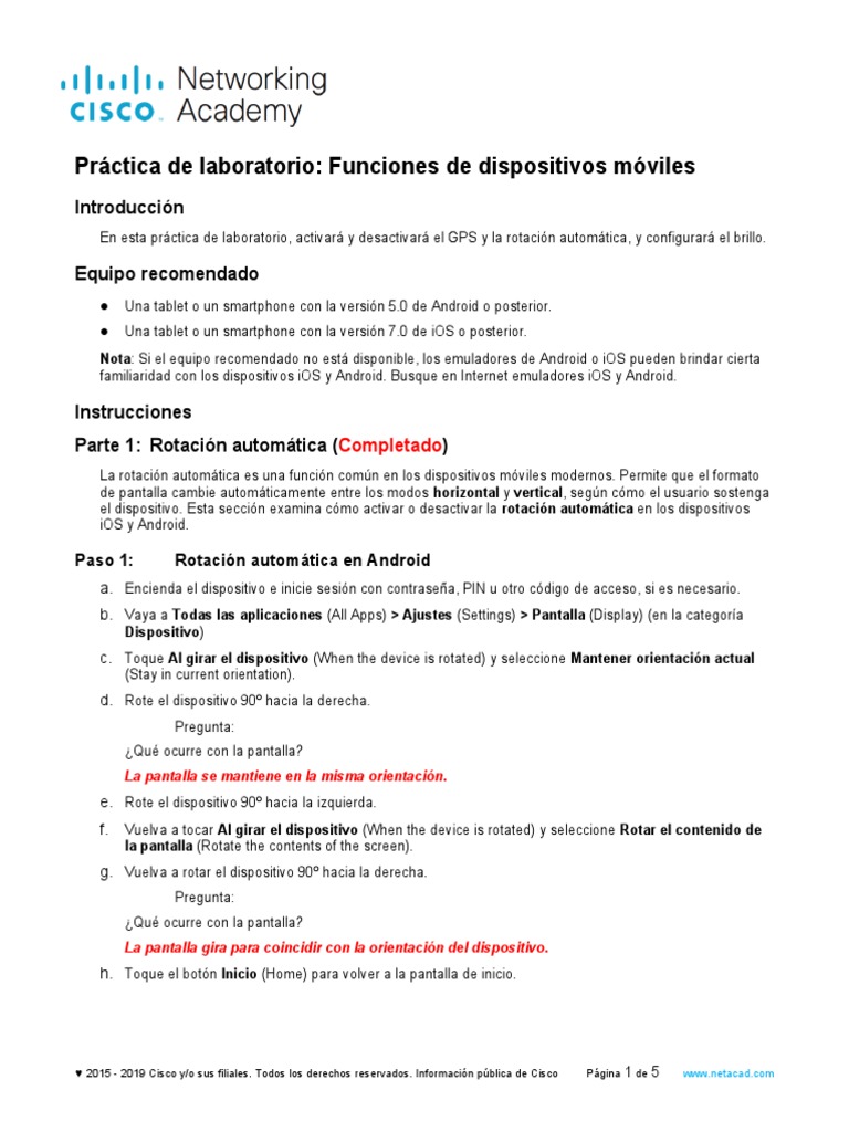 12.1.4.4 Lab - Mobile Device Features | PDF | Ios | Android (sistema operativo)