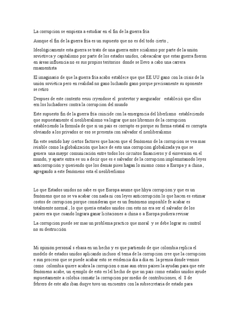La Corrupcion Se Empiexa A Estudiar en El Fin de La Guerra Fría | PDF ...