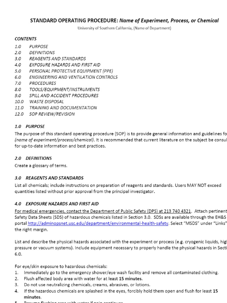 Standard Operating Procedure (SOP) Template | PDF