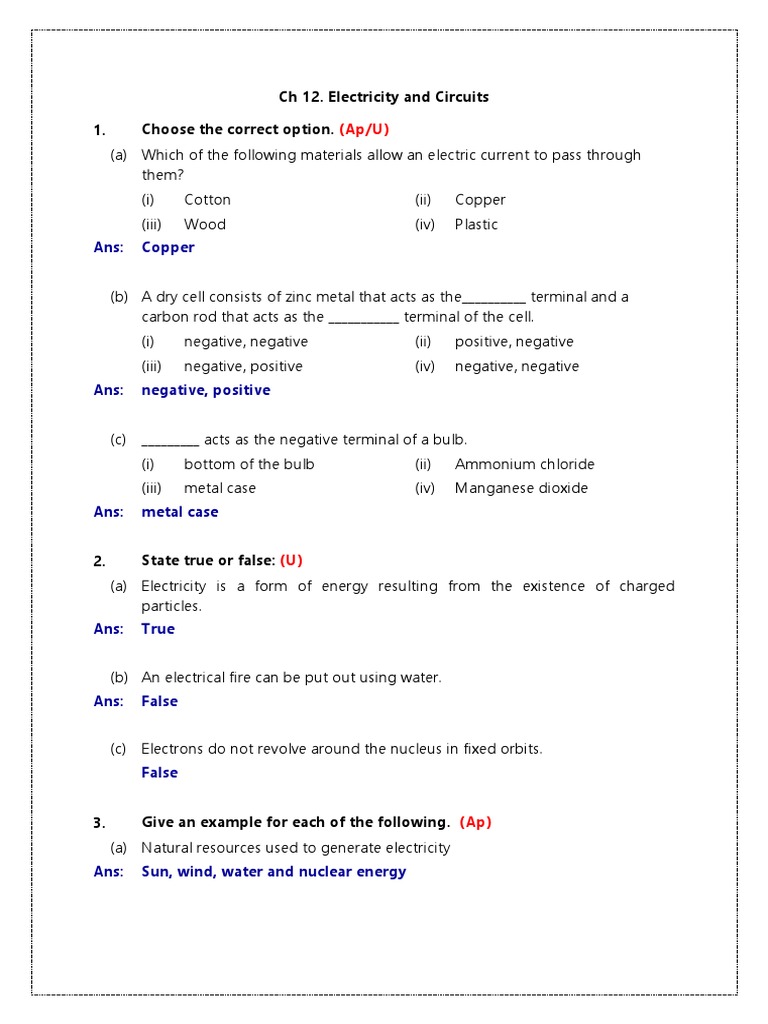 Electricity and Circuits Workbook | PDF | Electric Current | Electricity