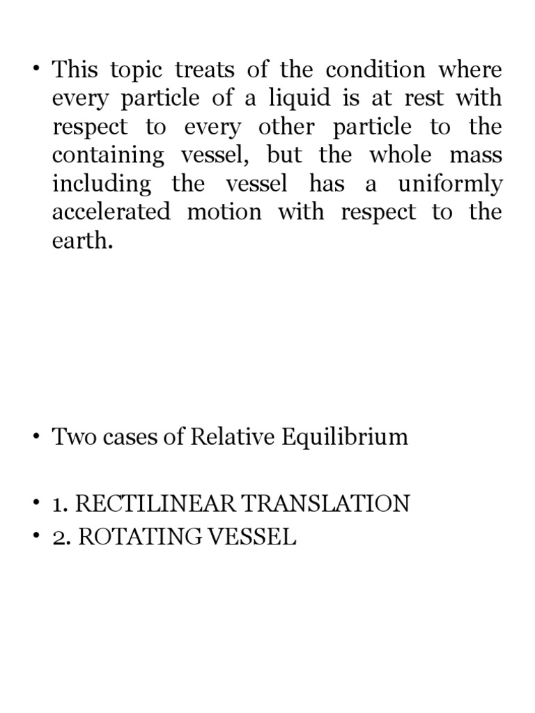 Chapter 4 Relative Equilibrium of Liquids | PDF