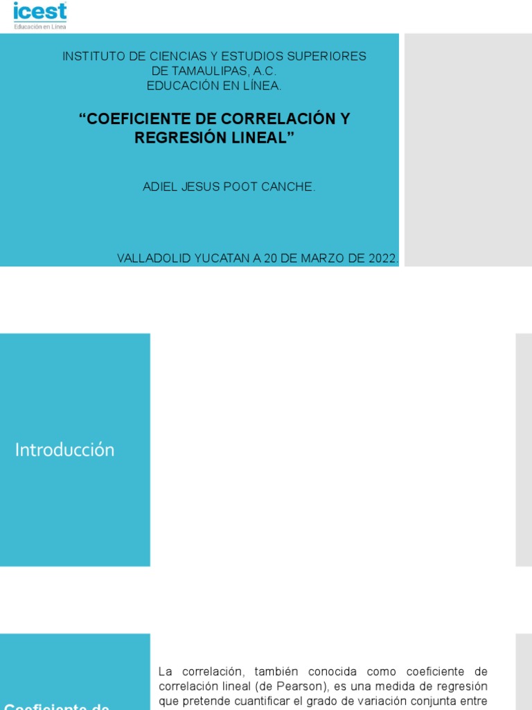 Coeficiente de Correlación y Regresión Lineal 20032022 | PDF