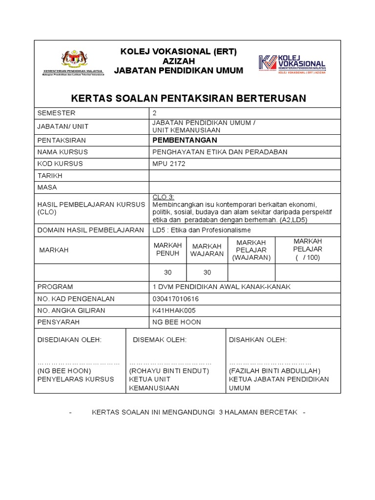 Folio Etika Dan Peradaban | PDF