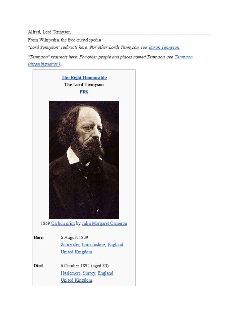 Alfred Lord Tennyson: A Biography | PDF | Poetry