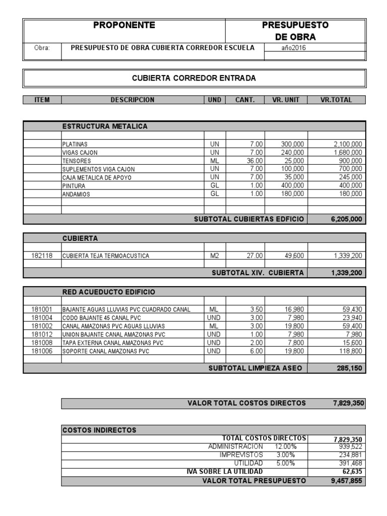 Presupuesto de Cubierta Acceso Escuela Con Apu | PDF | Cemento | Materiales Presupuesto de Cubierta Acceso Escuela Con Apu | PDF | Cemento | Materiales