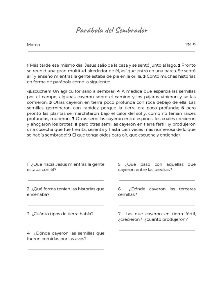 Parábola del Sembrador: Explicación | PDF