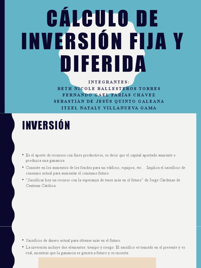 Cálculo de Inversión Fija y Diferida | PDF