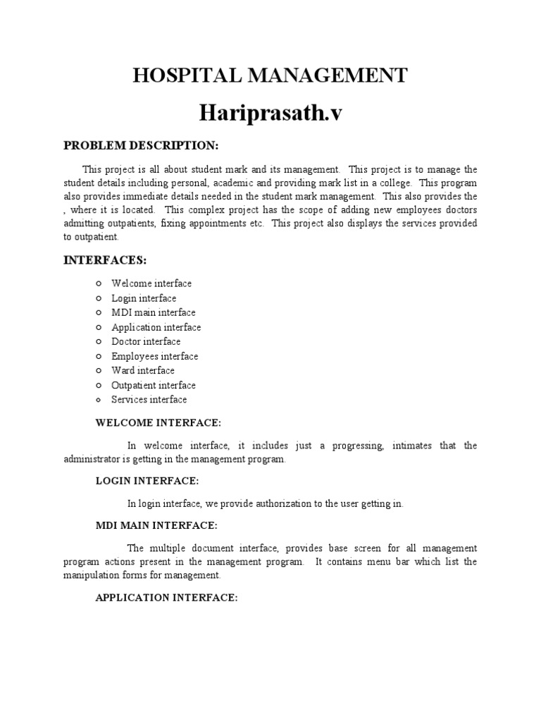 Hospital Management System | PDF