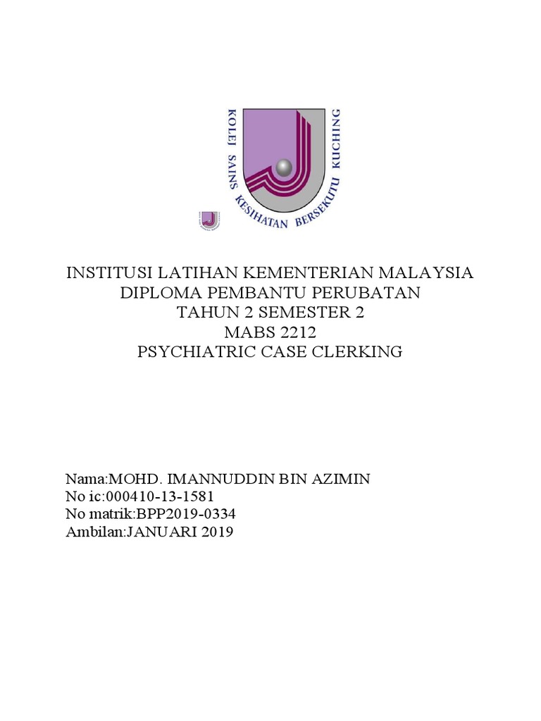 CASE CLERKING Format Psychiatry | PDF | Medicine | Health Sciences