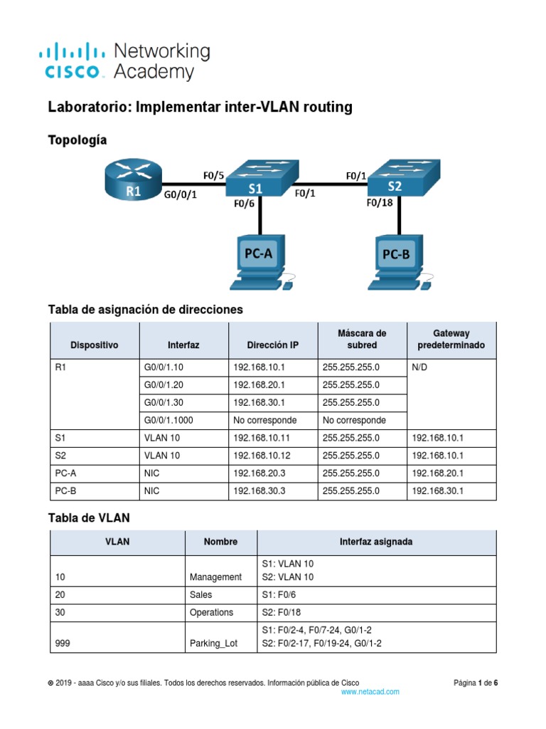 452 Lab Implement Inter Vlan Routing Es Xl Pdf 