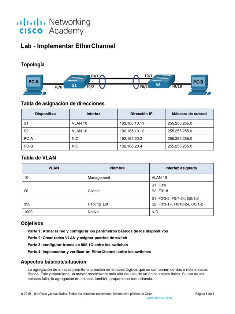 6.4.2 Lab Implement Etherchannel Es XL | PDF | Redes de computadoras | Informática