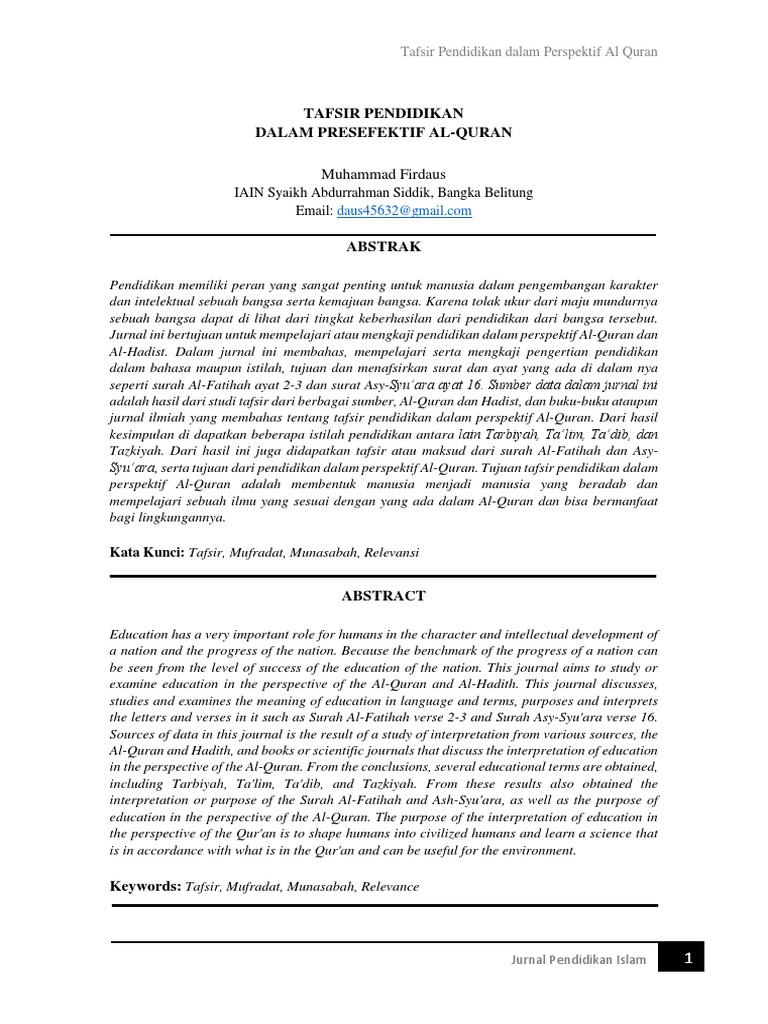 Jurnal Tafsir Pendidikan | PDF