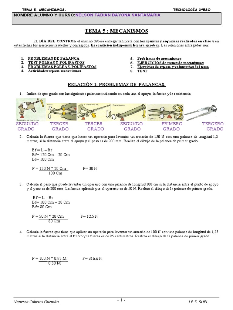 Dibujo de Palancas y Mecanismos | PDF | Engranaje | Eje