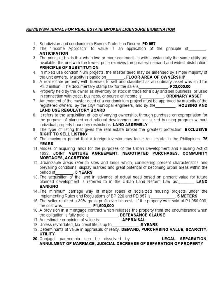 Real Estate Questions | PDF