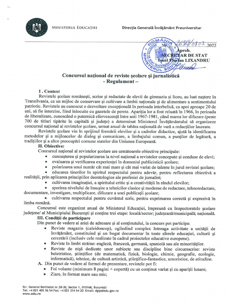 Concurs Reviste Scolare Muncel | PDF