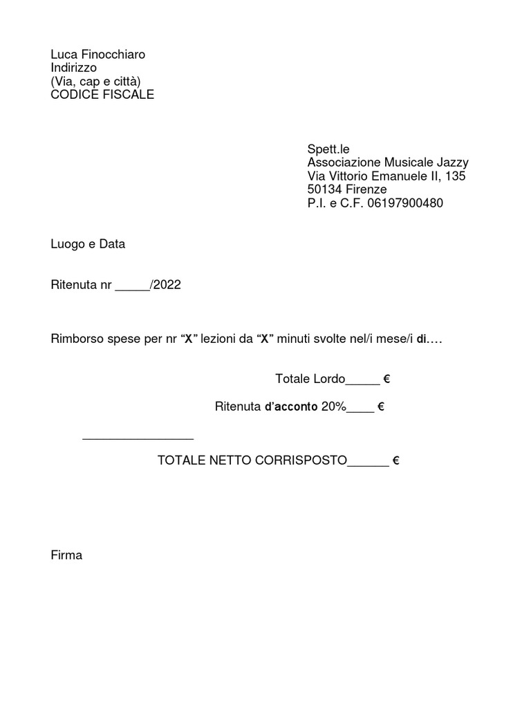 Ritenuta - Fac Simile | PDF