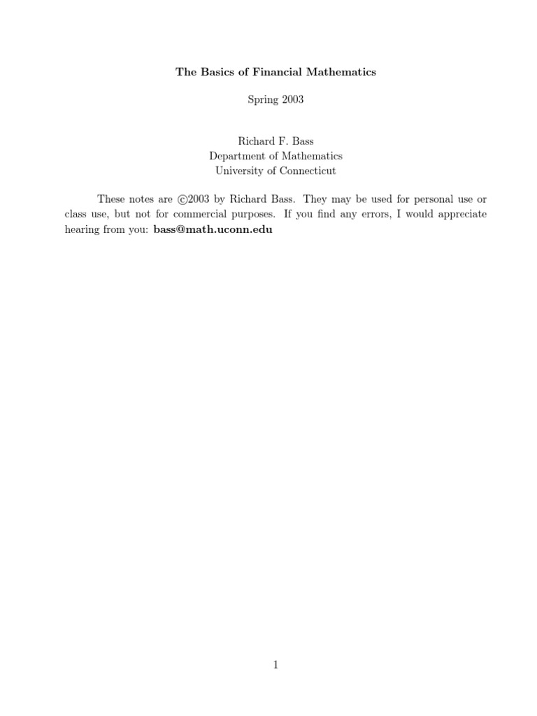 The Basics of Financial Mathematics | PDF | Option (Finance ...