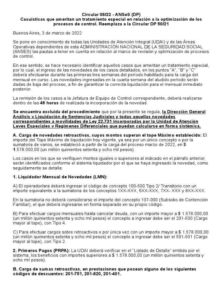 Circular 08 - 22 - ANSeS (DP) Tratamiento Especial Optimización de Los ...