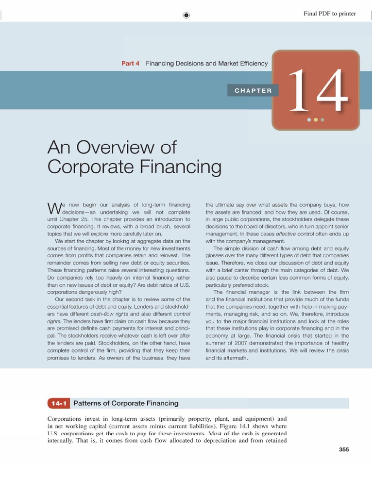 Chapter 14 - An Overview of Corporate Financing | PDF