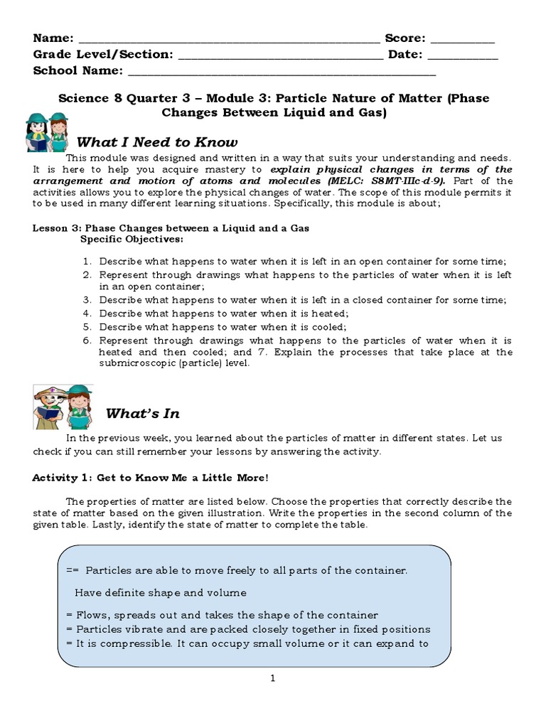 Science 8 - Module 3 - Version 3 | PDF | Evaporation | Liquids