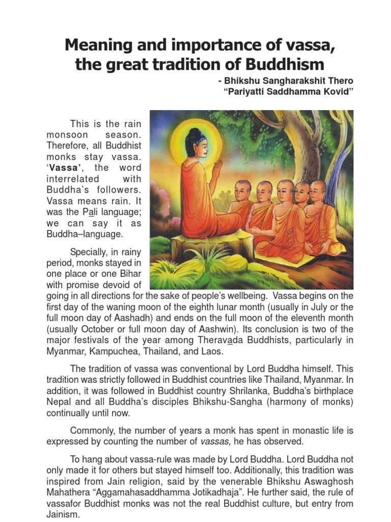 Vassa in Buddhism | PDF | Bhikkhu | Gautama Buddha