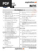 Important Polynomials Questions For Class 9 | PDF | Polynomial | Factorization