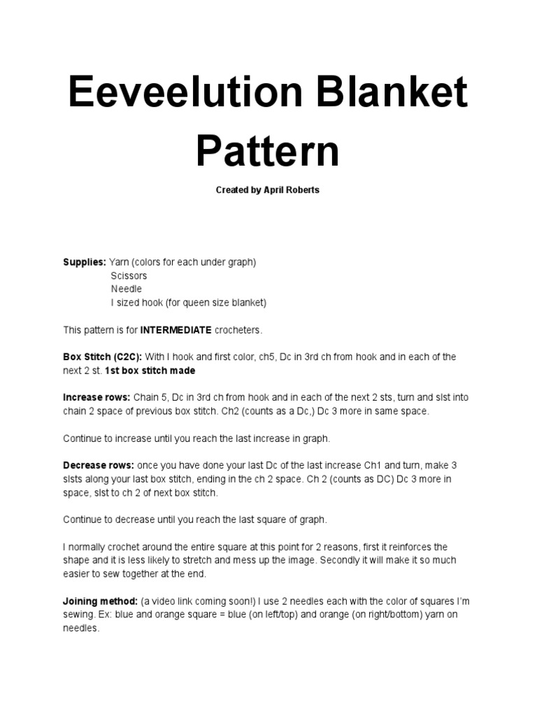 Eeveelution Crochet Blanket Pattern | PDF | Crochet | Needlework