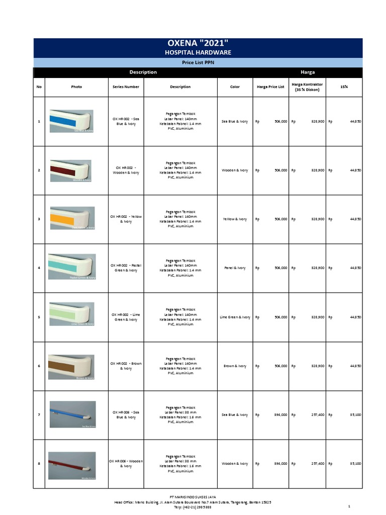 OXENA Price List Arsitek | PDF