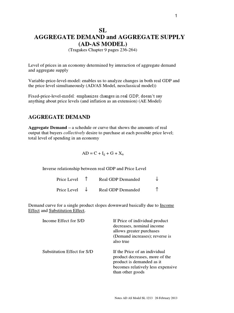SL Aggregate Demand and Aggregate Supply (Ad-As Model) | PDF | Supply ...
