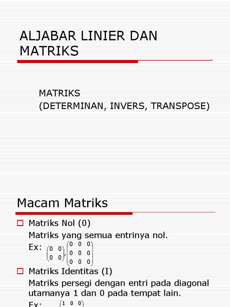 Aljabar Linier, Dan Matriks | PDF