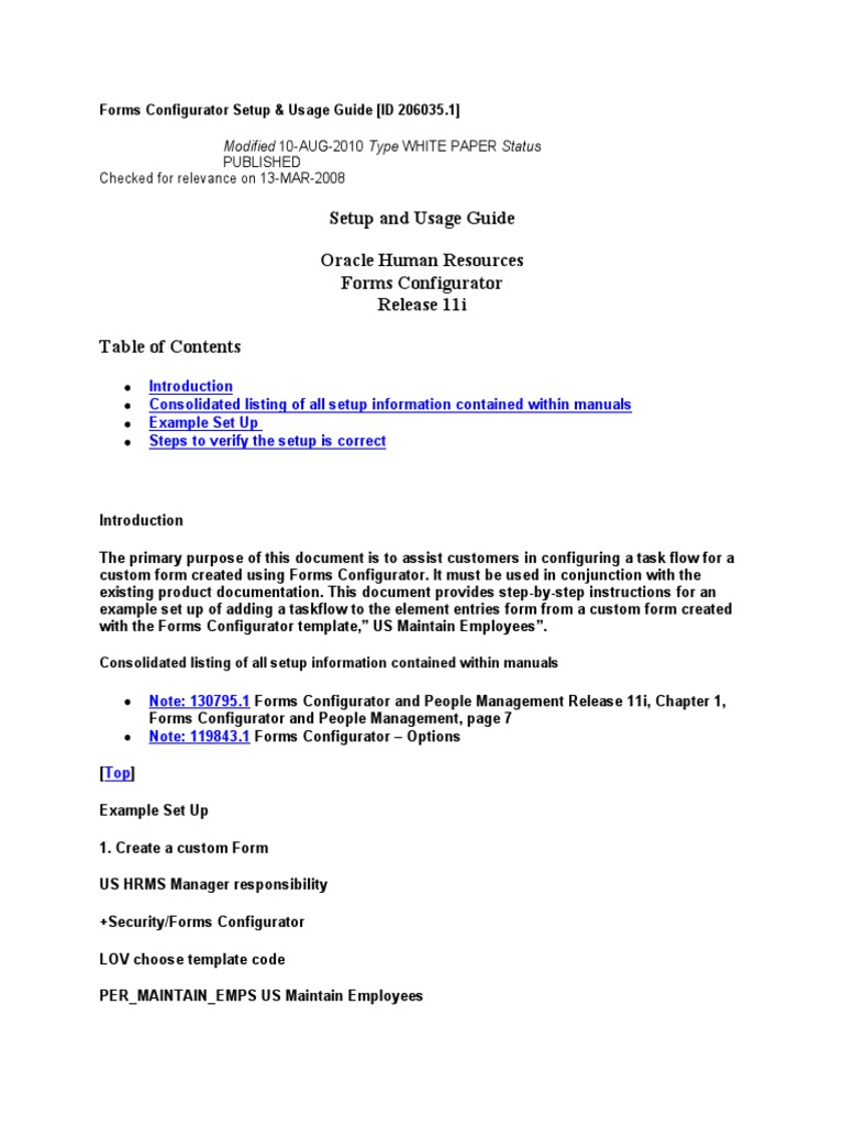 Setup and Usage Guide Oracle Human Resources Forms Configurator Release 11i | PDF | Library ...