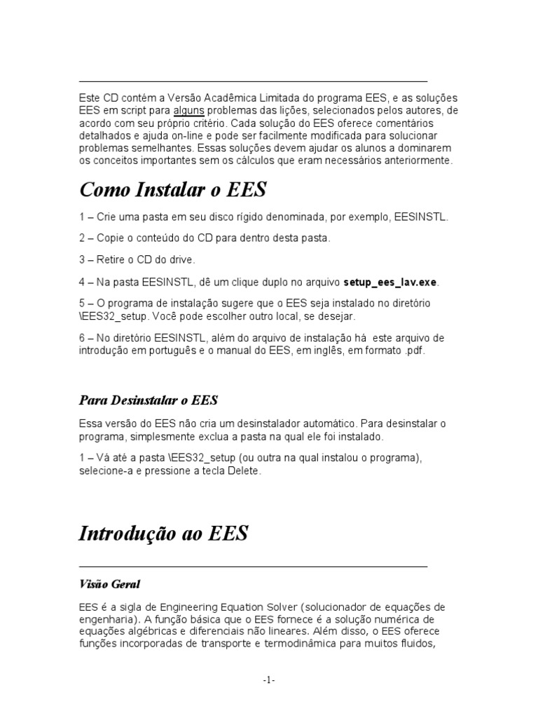 Como Utilizar Ees | PDF | Janela (informática) | Entalpia